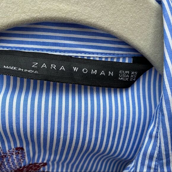 Zara | Tops | Zara Embroidered Striped Shirt | Poshmark
